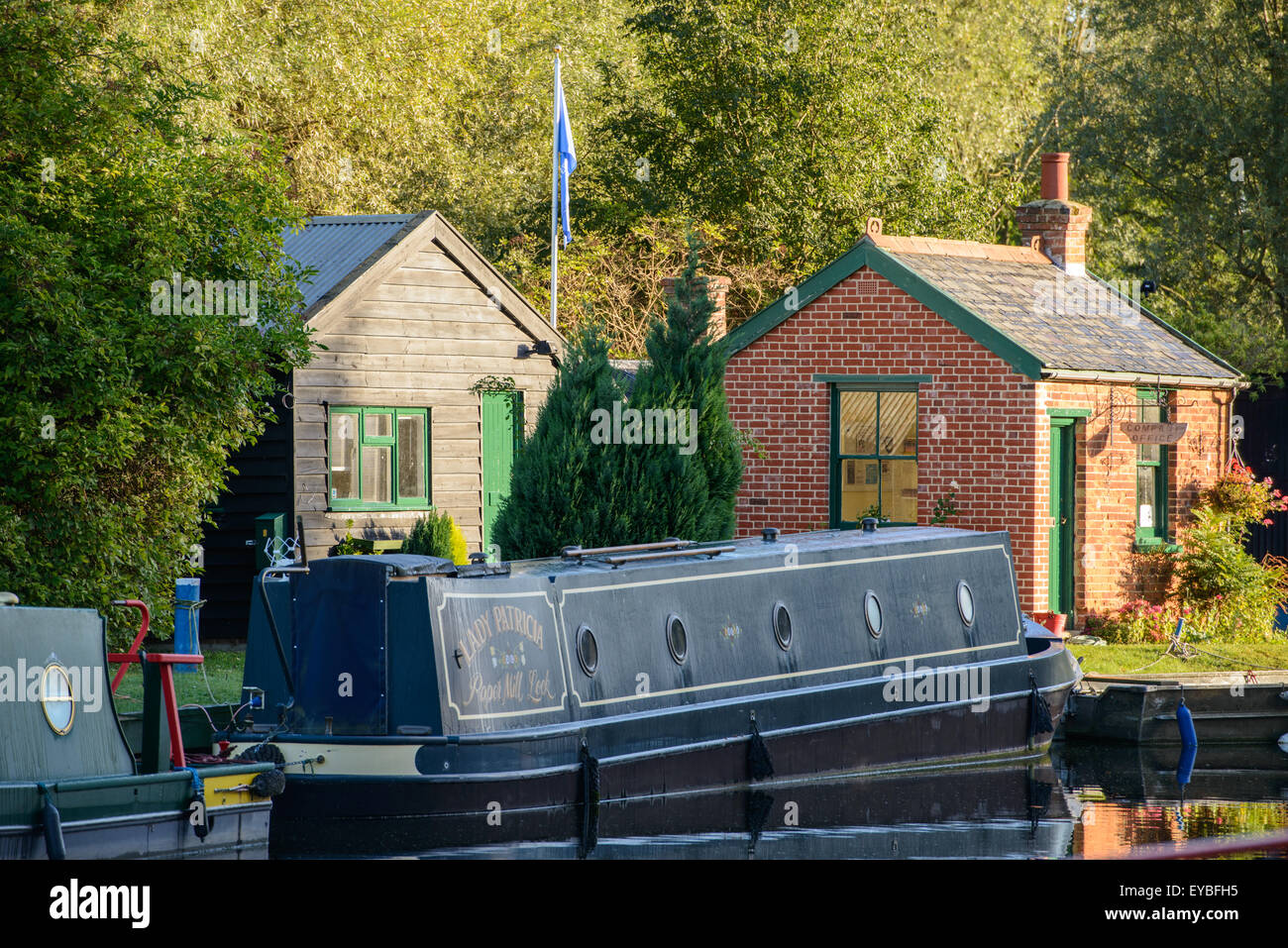Narrow boat on the Chelmer and Blackwater Navigation at Paper Mill Lock ...