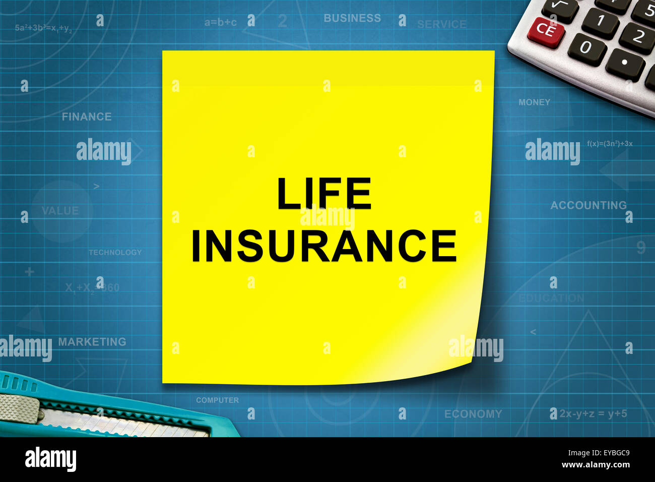 life insurance text on yellow note with graph paper Stock Photo - Alamy
