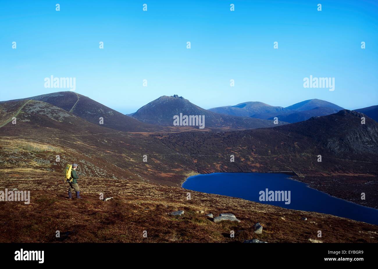 Slieve Bearnagh, Mourne Mountains, Co Down, Ireland; Hiker Standing In ...