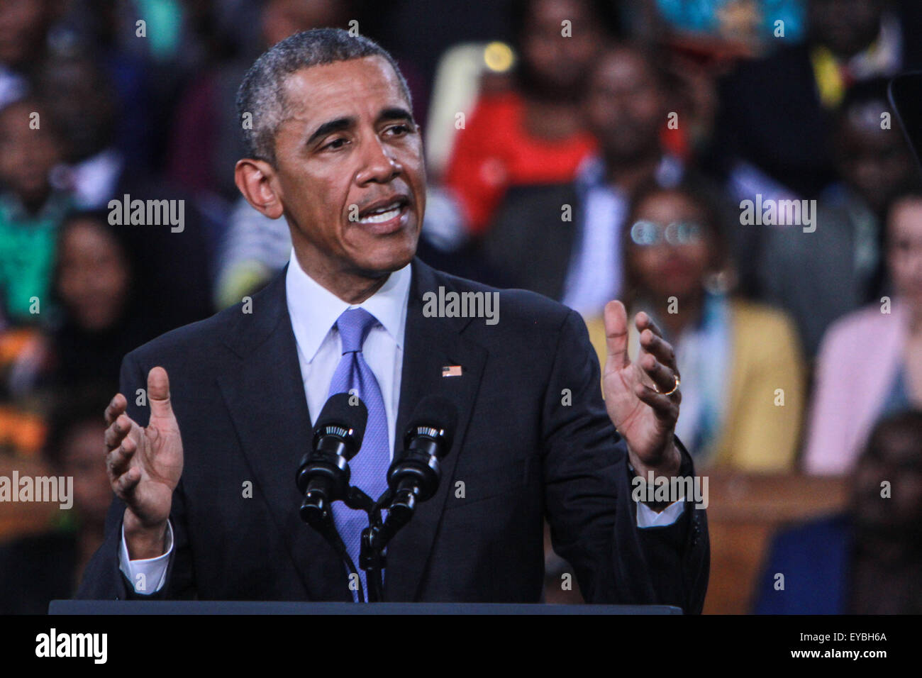 Kenya. 26th July, 2015. US President Barack Obama gestures as he ...