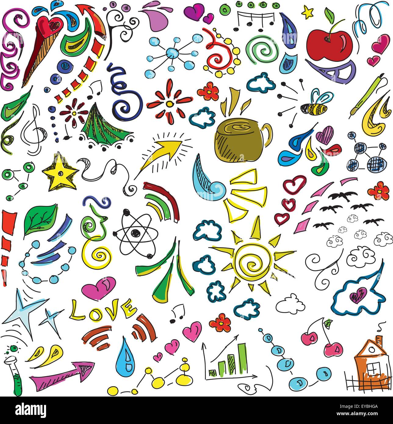 Colored drawn image with symbols Stock Vector Image & Art - Alamy