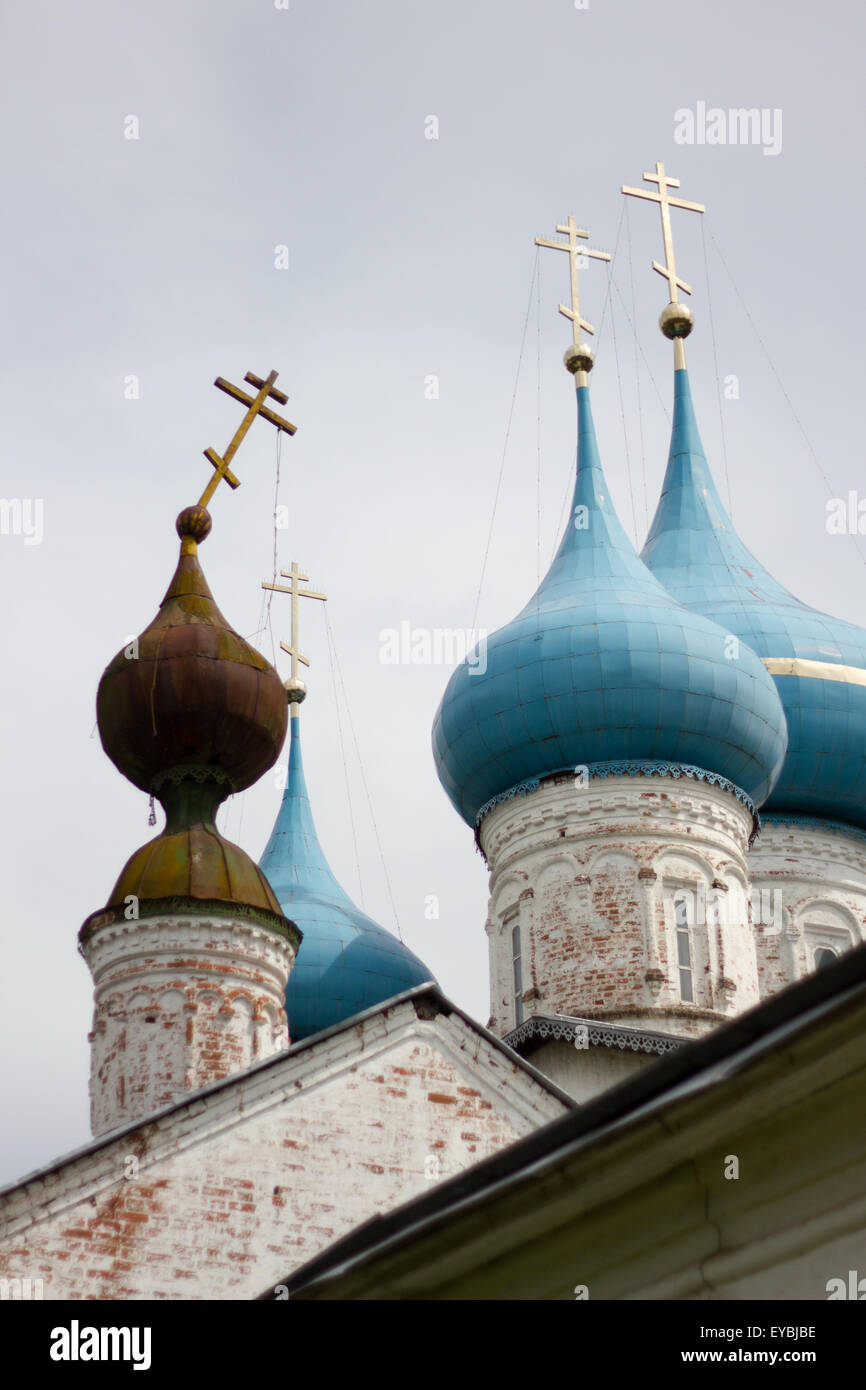 falling cross old Orthodox Church against the new domes Stock Photo - Alamy