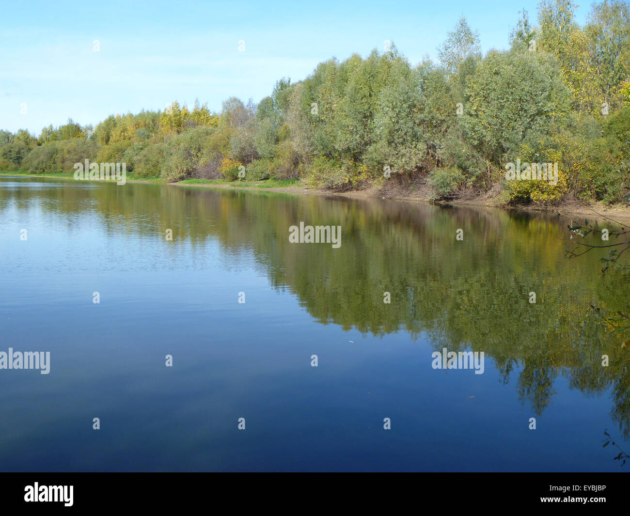 River landscape with reflection Stock Photo - Alamy