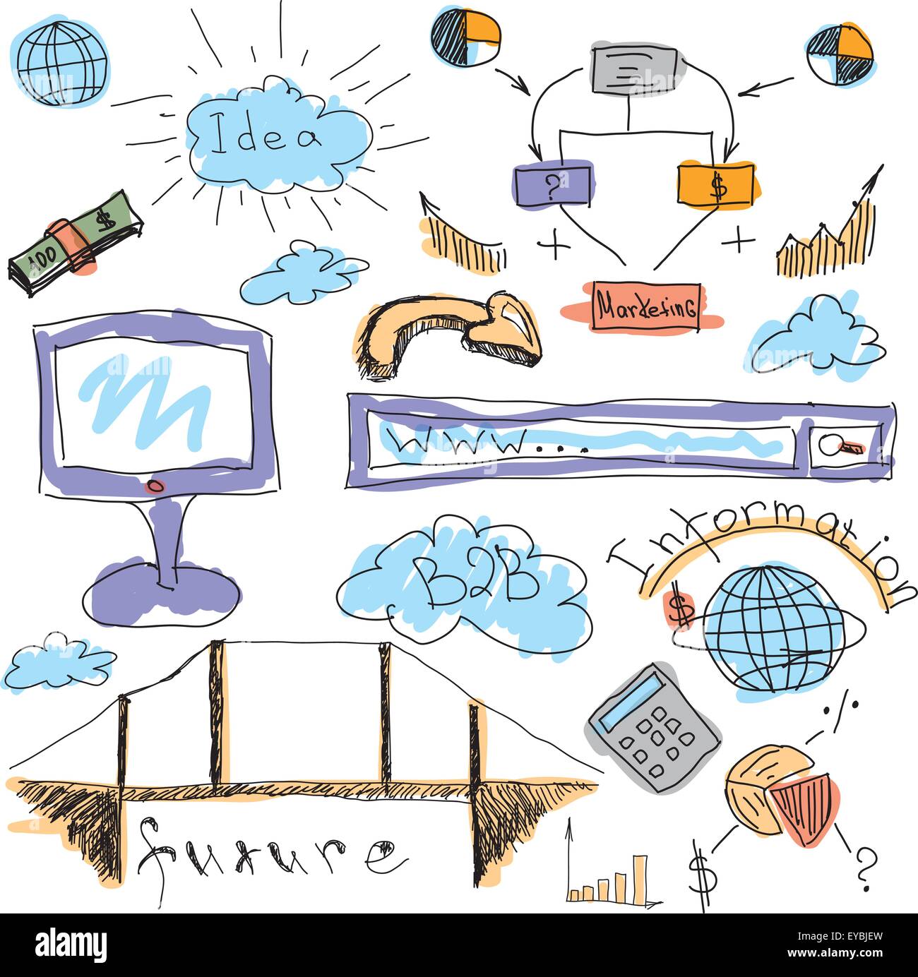 Colored drawn image with PC Stock Vector Image & Art - Alamy