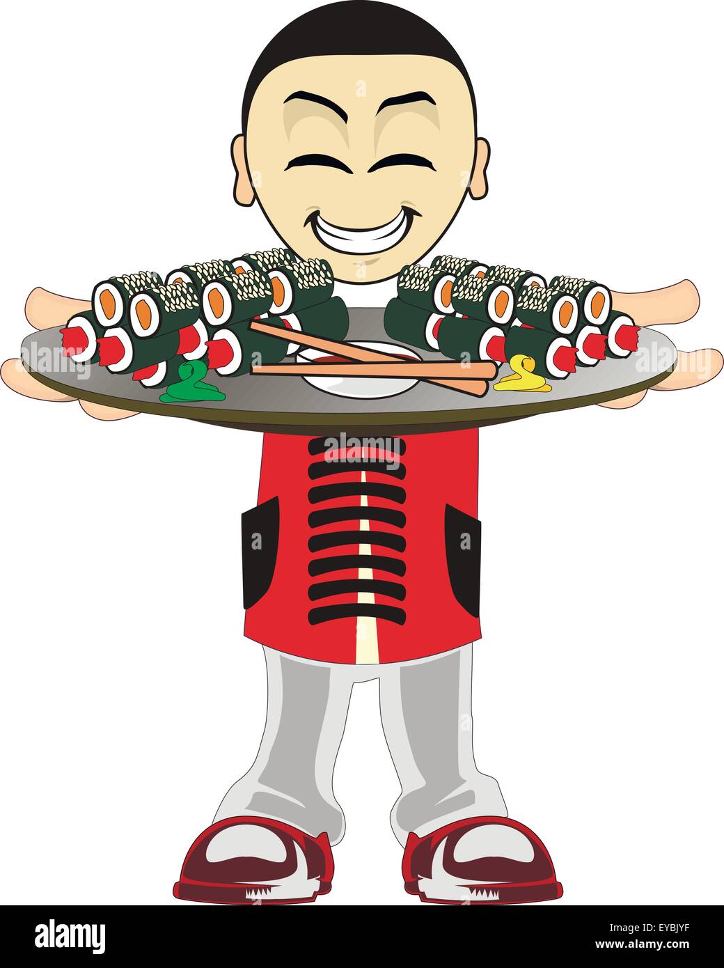 Cartoon asian waiter Stock Vector Image & Art - Alamy