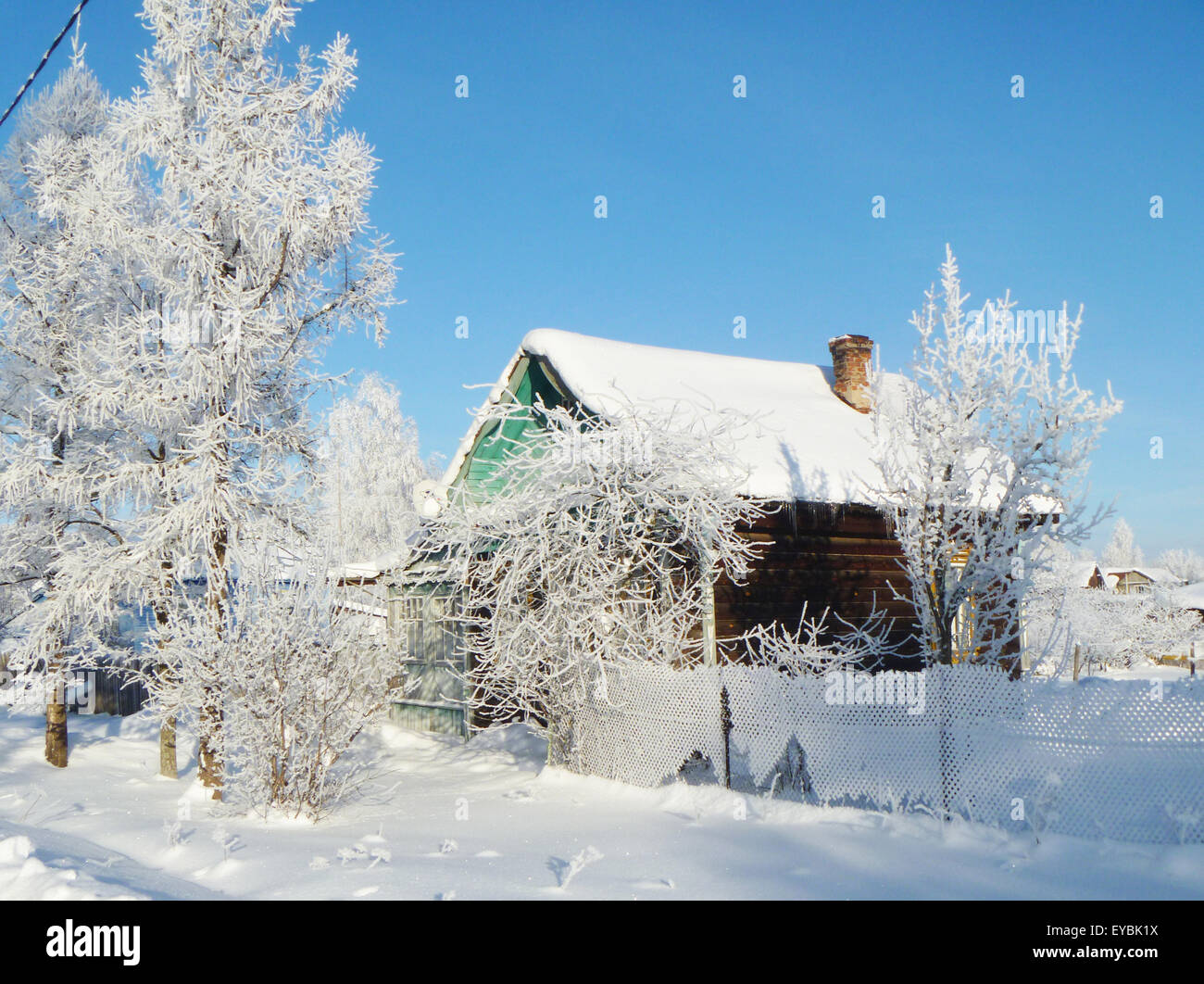 Winter landscape with farmhouses Stock Photo - Alamy