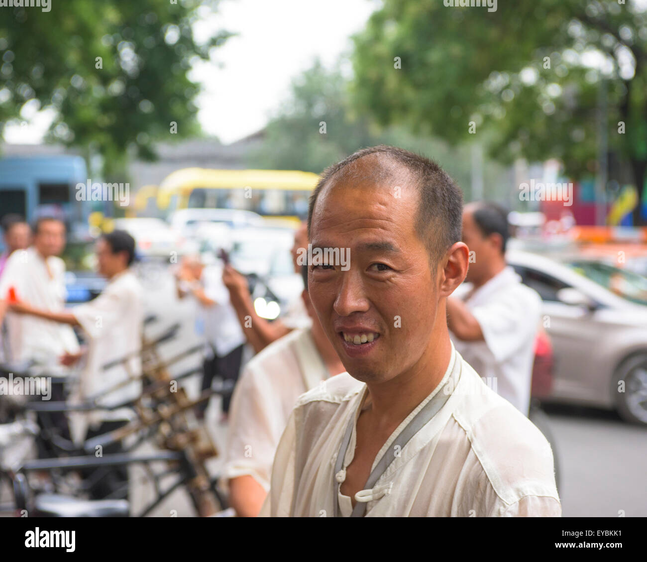 Rickshaw driver taking a break, Beijing, China - July 2015 Stock Photo ...