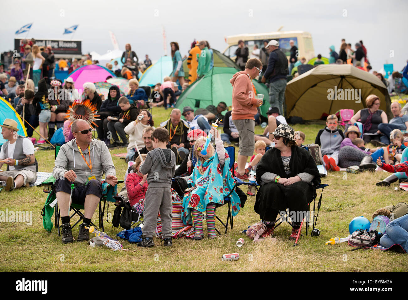 Festival goers at the Wickerman festival at Dundrennan on July 25, 2015 ...