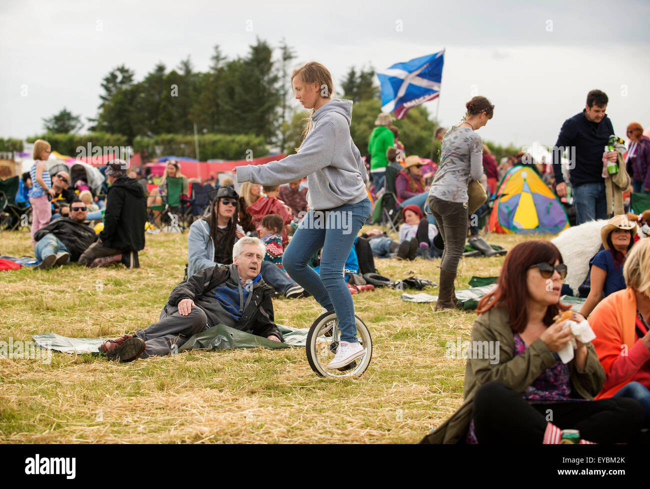 Festival goers at the Wickerman festival at Dundrennan on July 25, 2015 ...