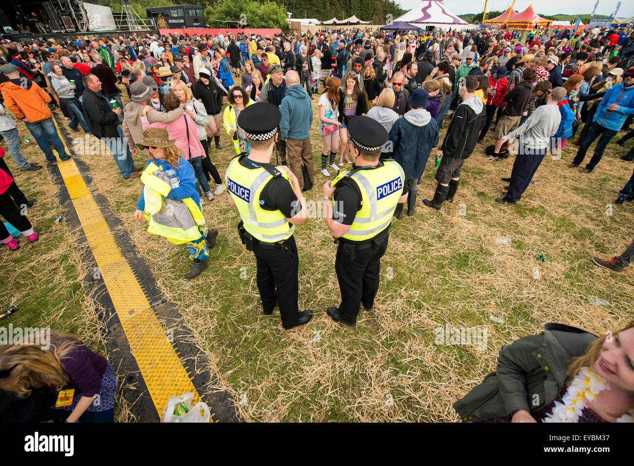 Festival goers at the Wickerman festival at Dundrennan on July 25, 2015 ...