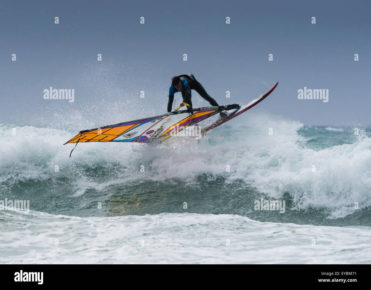 Windsurfing action. Tarifa, Cadiz, Costa de la Luz, Andalusia, Southern ...