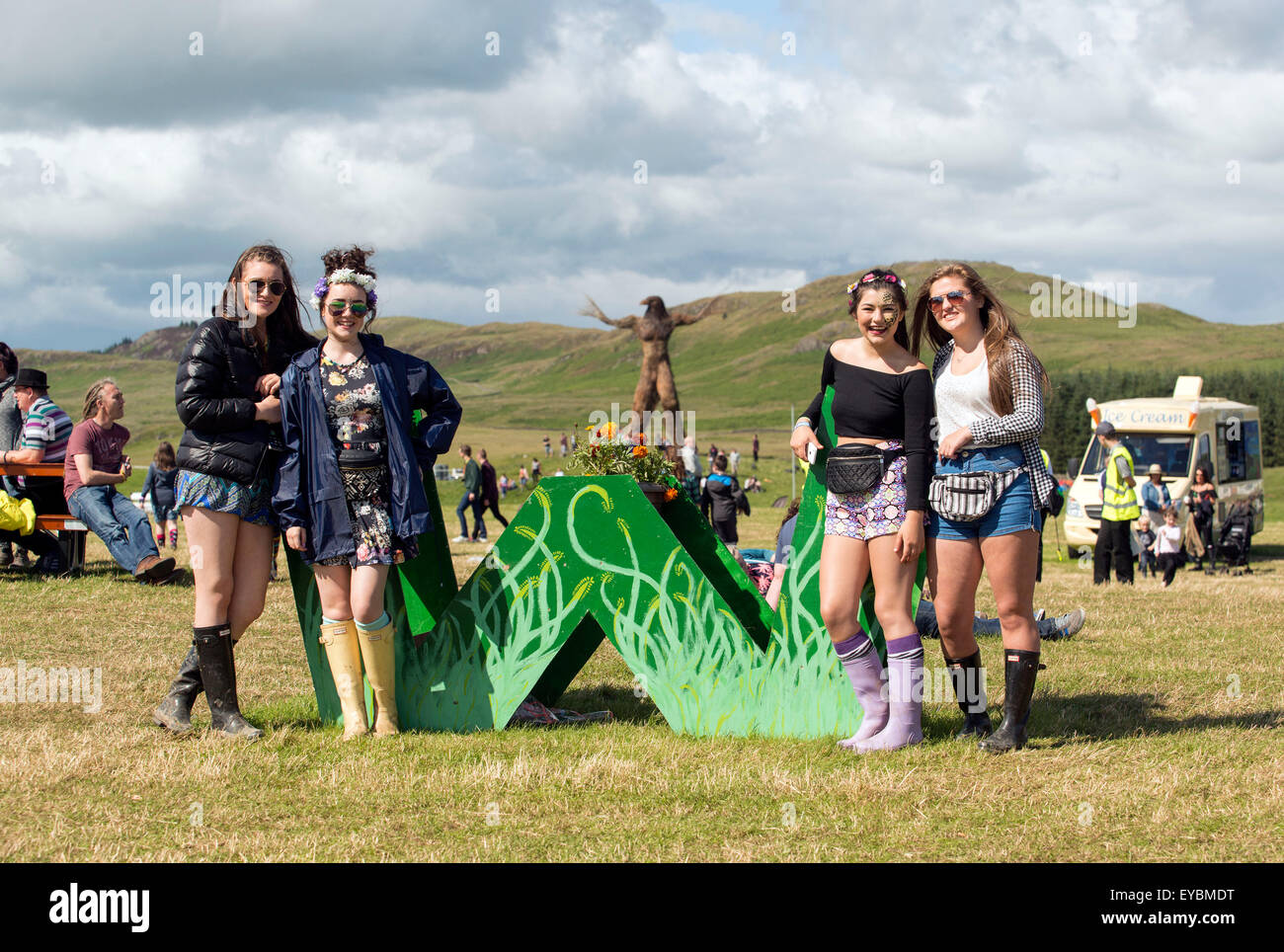 Festival goers at the Wickerman festival at Dundrennan on July 25, 2015 ...