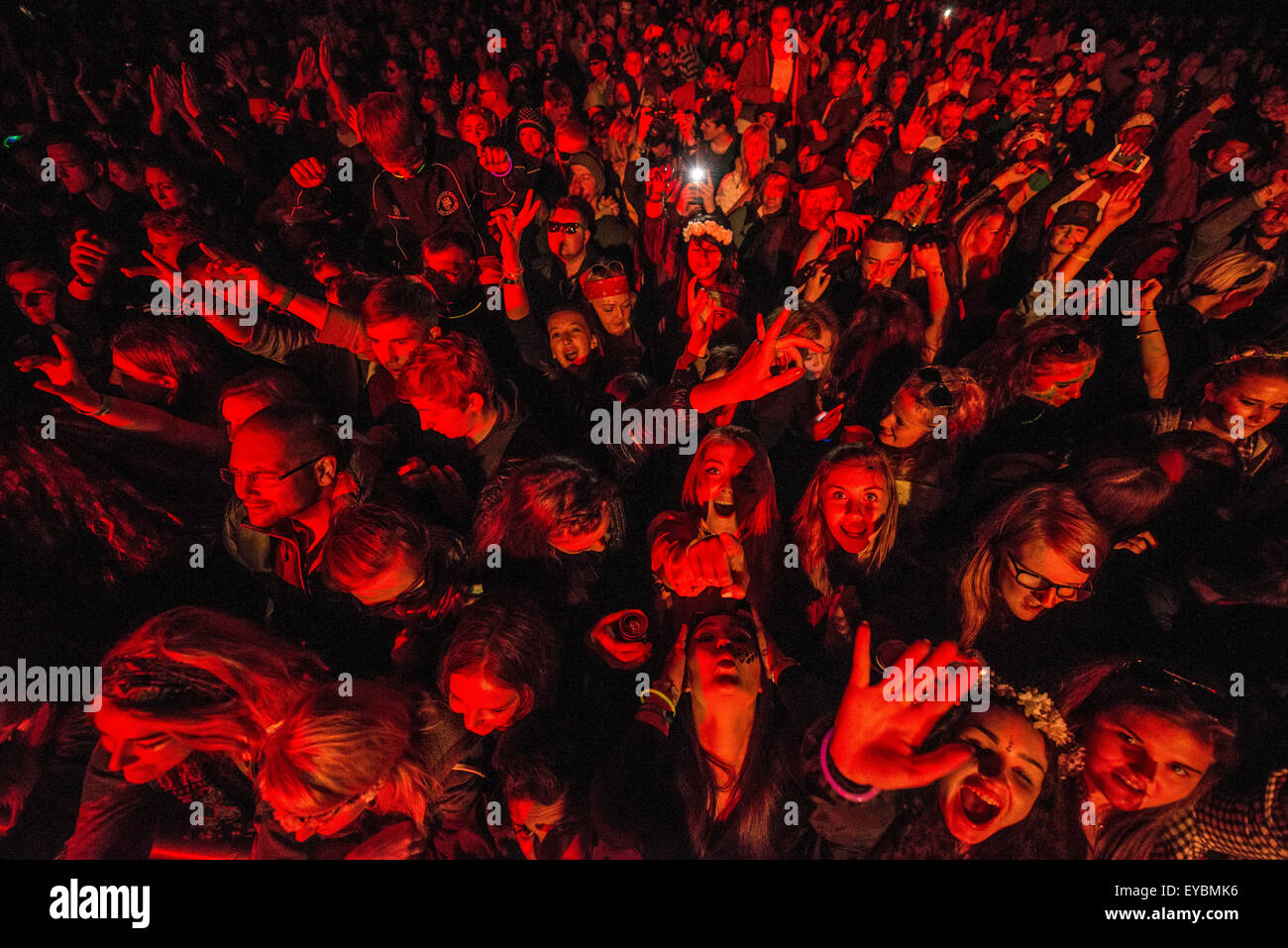Festival goers at the Wickerman festival at Dundrennan on July 25, 2015 ...