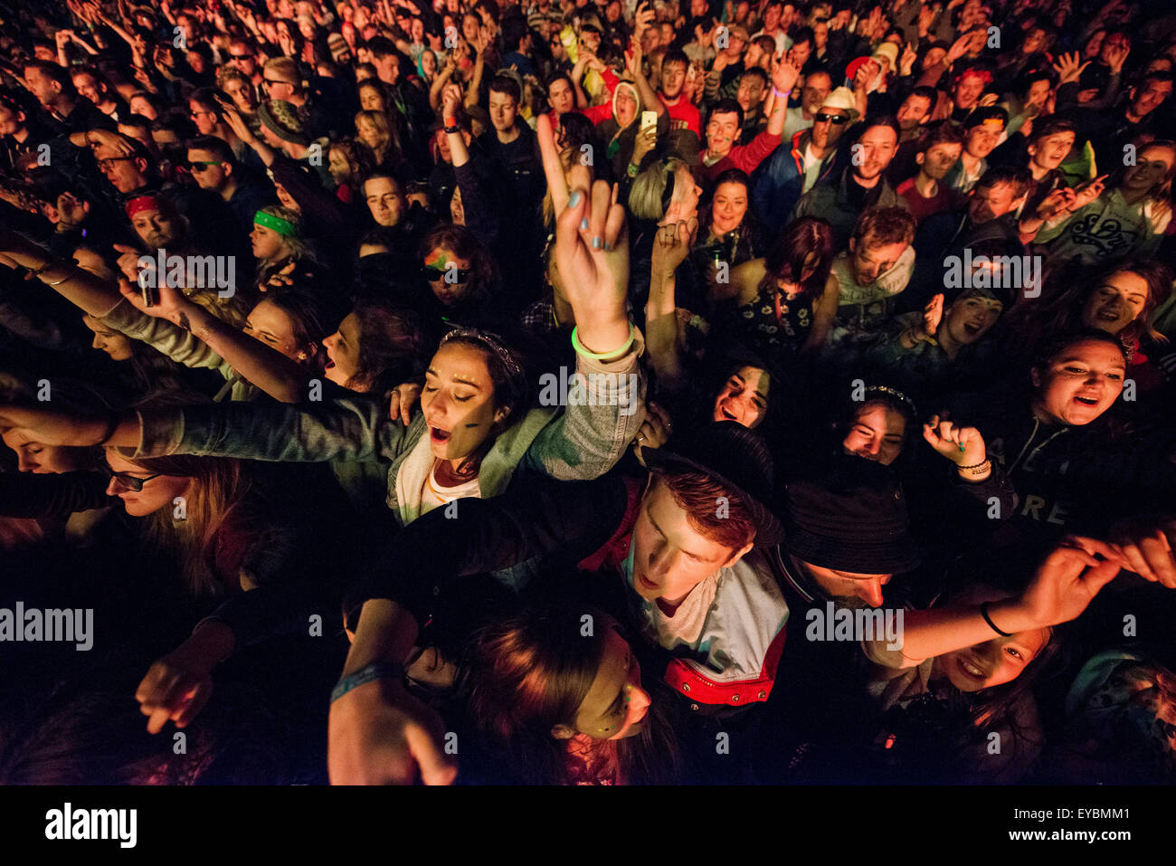 Festival goers at the Wickerman festival at Dundrennan on July 25, 2015 ...