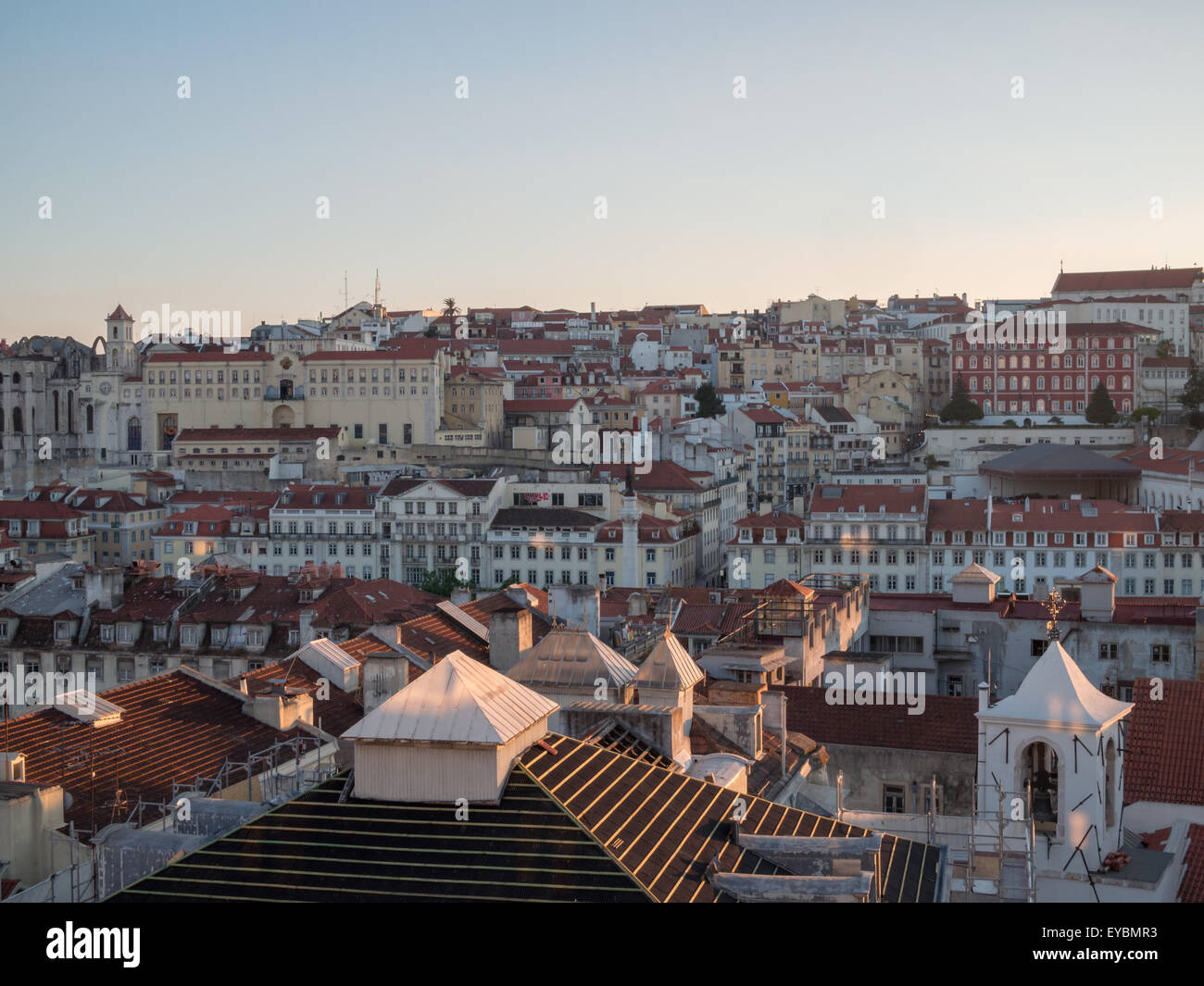 View over the Baixa Pombalina roofs at sunset Stock Photo - Alamy