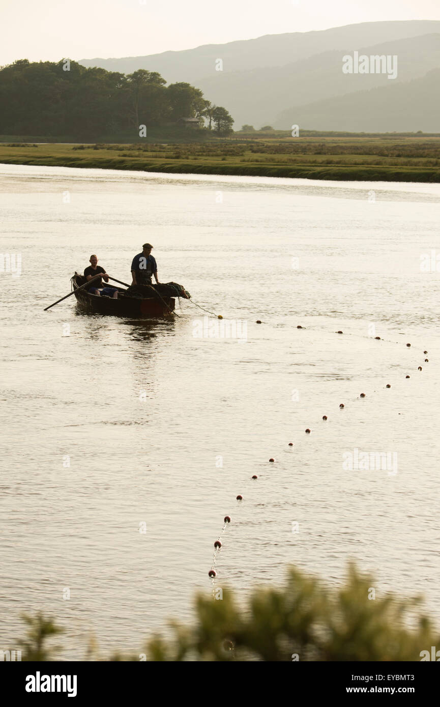 Seine netters on the Dyfi: Licensed fishermen in a small rowing boat ...