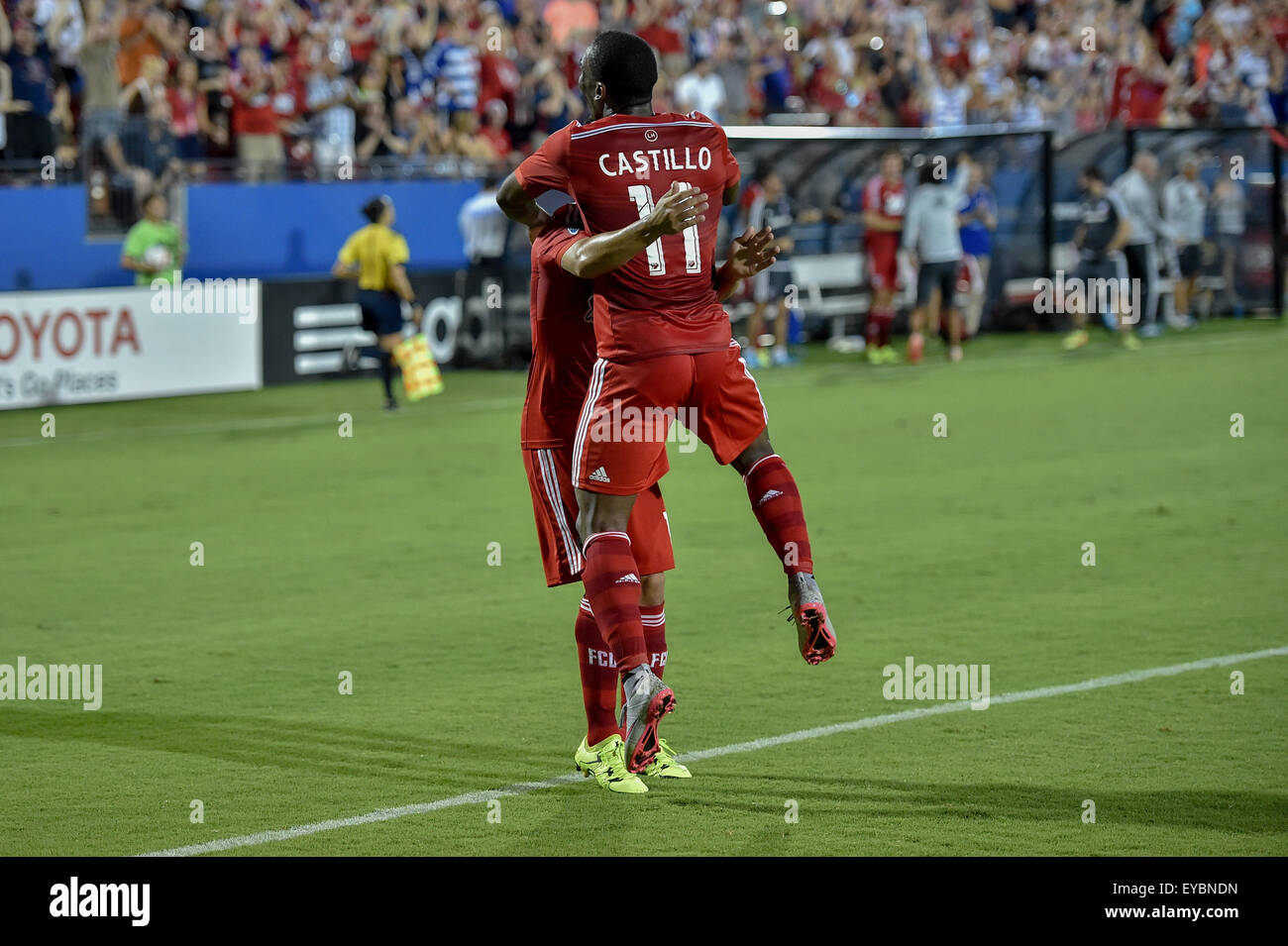 JUL 4 2015:.FC Dallas forward Fabian Castillo (11) scores a goal from a ...