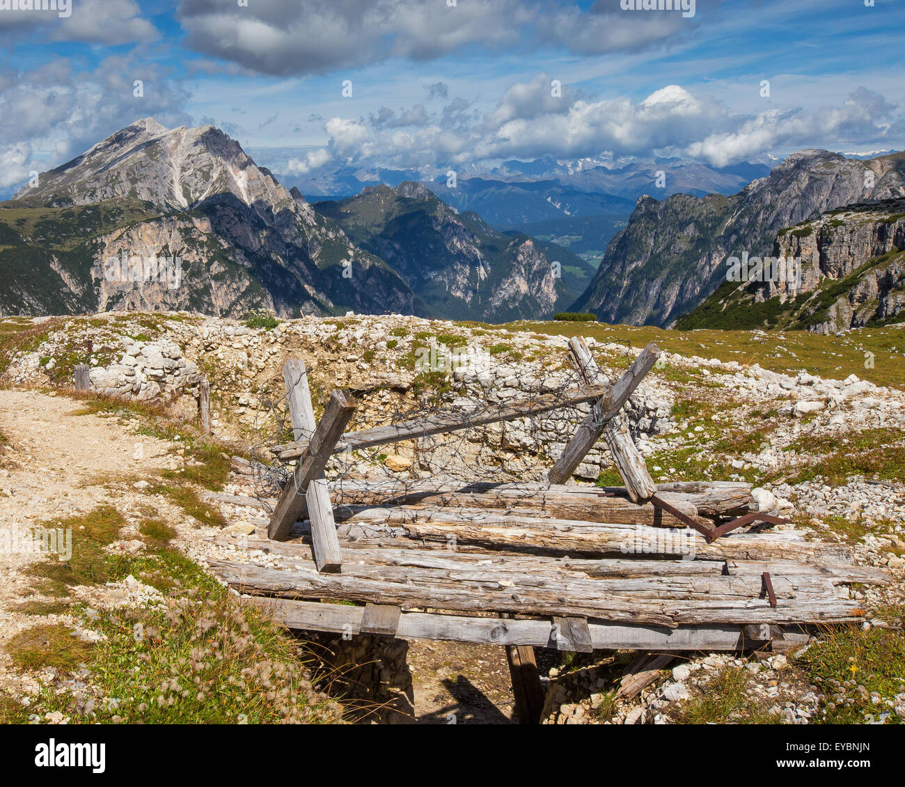 Trenches of the First World War on Monte Piana, the Dolomites. Italian ...