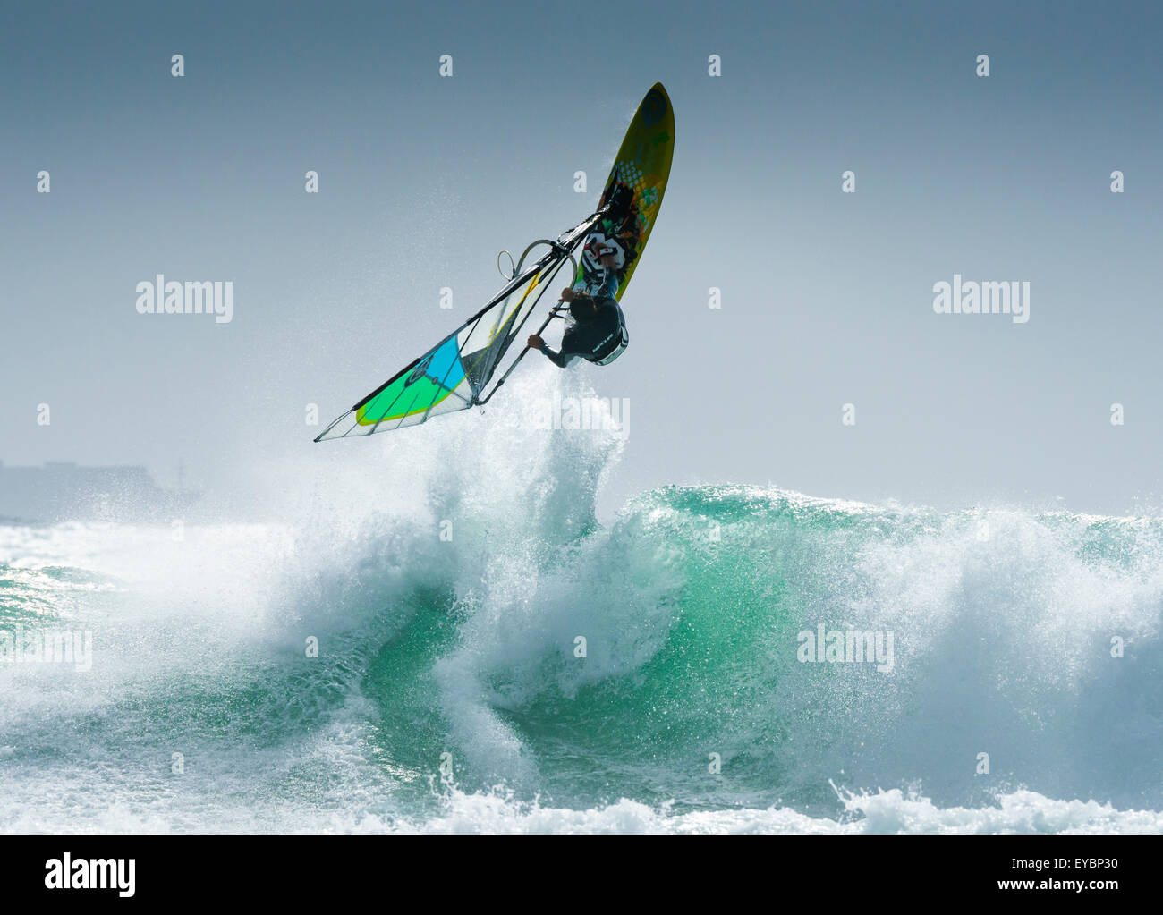Windsurfing action. Tarifa, Cadiz, Costa de la Luz, Andalucia, Southern ...