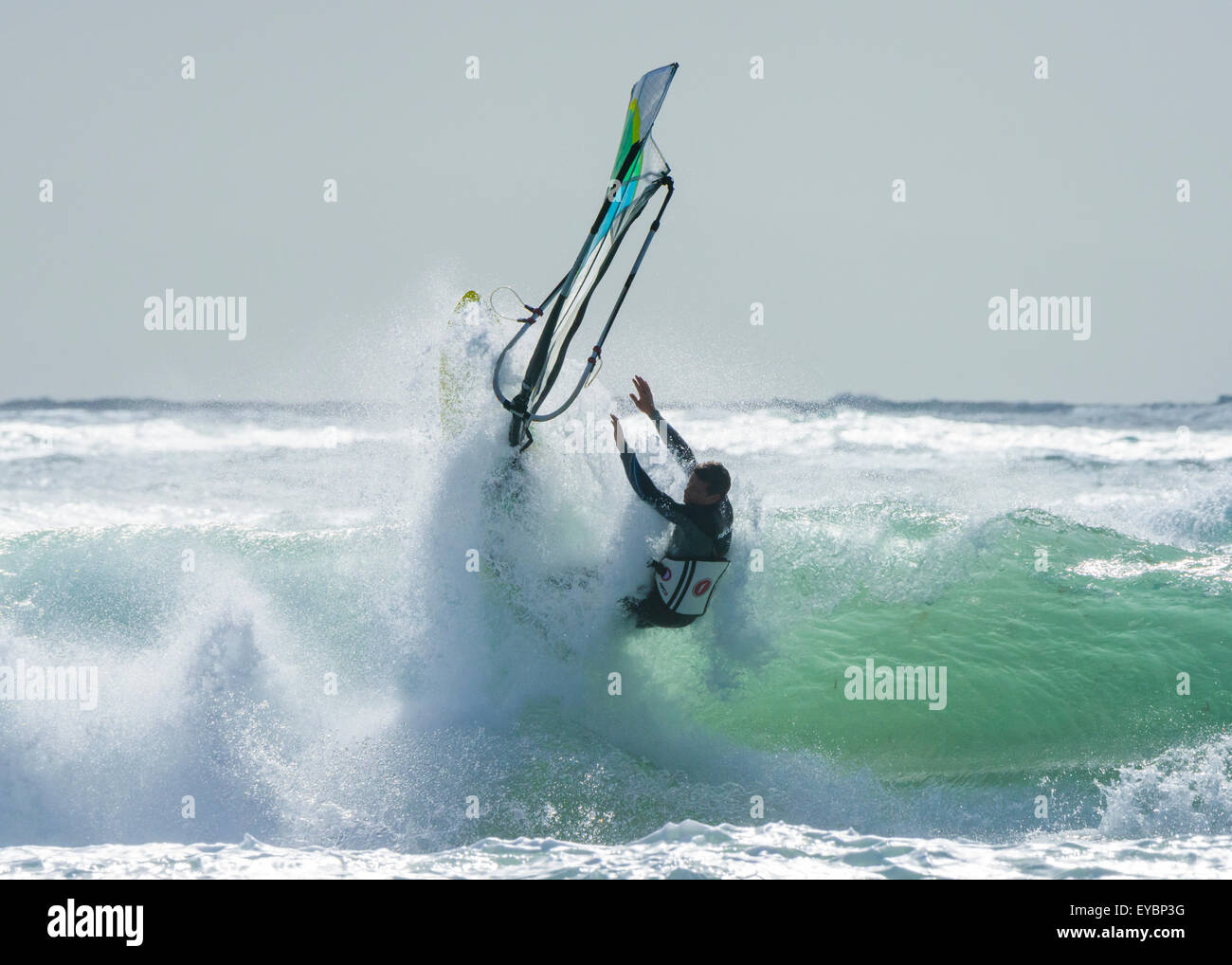 Windsurfing action. Tarifa, Cadiz, Costa de la Luz, Andalucia, Southern ...