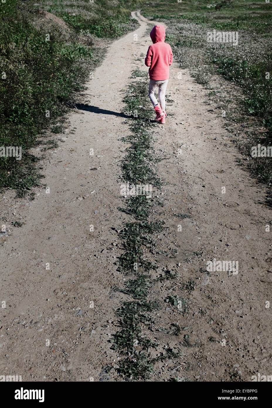 Young child walking along a path Stock Photo - Alamy