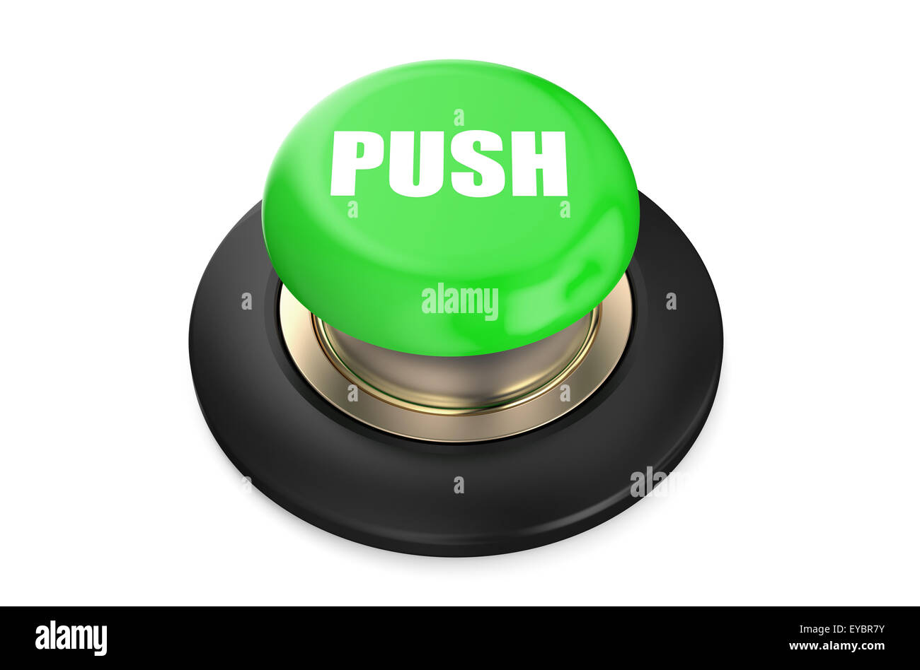 green push button isolated on white background Stock Photo - Alamy