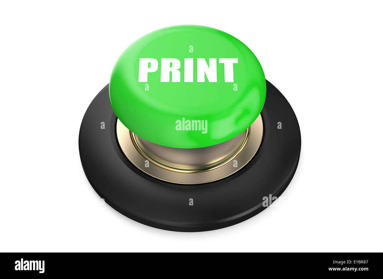 Print Green button isolated on white background Stock Photo - Alamy