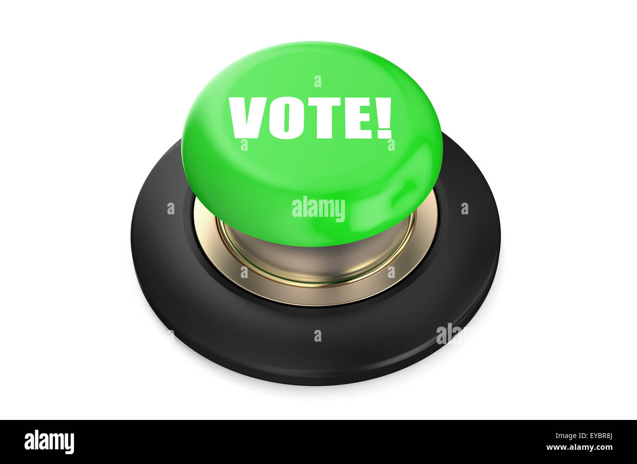 Vote green push-button isolated on white background Stock Photo - Alamy