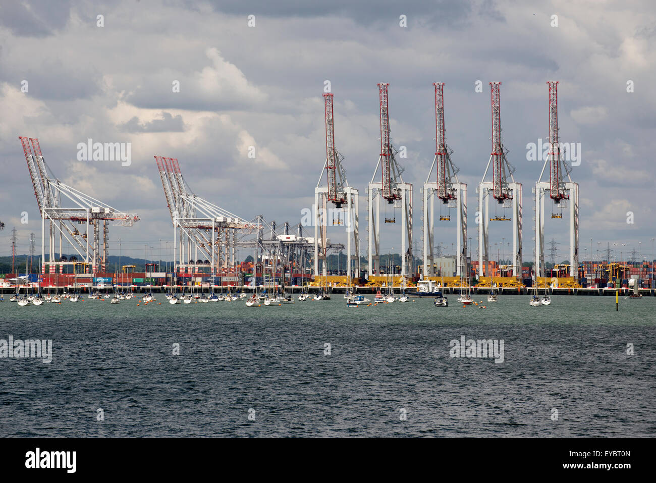 DPWorld container port Southampton UK. Cranes used to load and unload ...