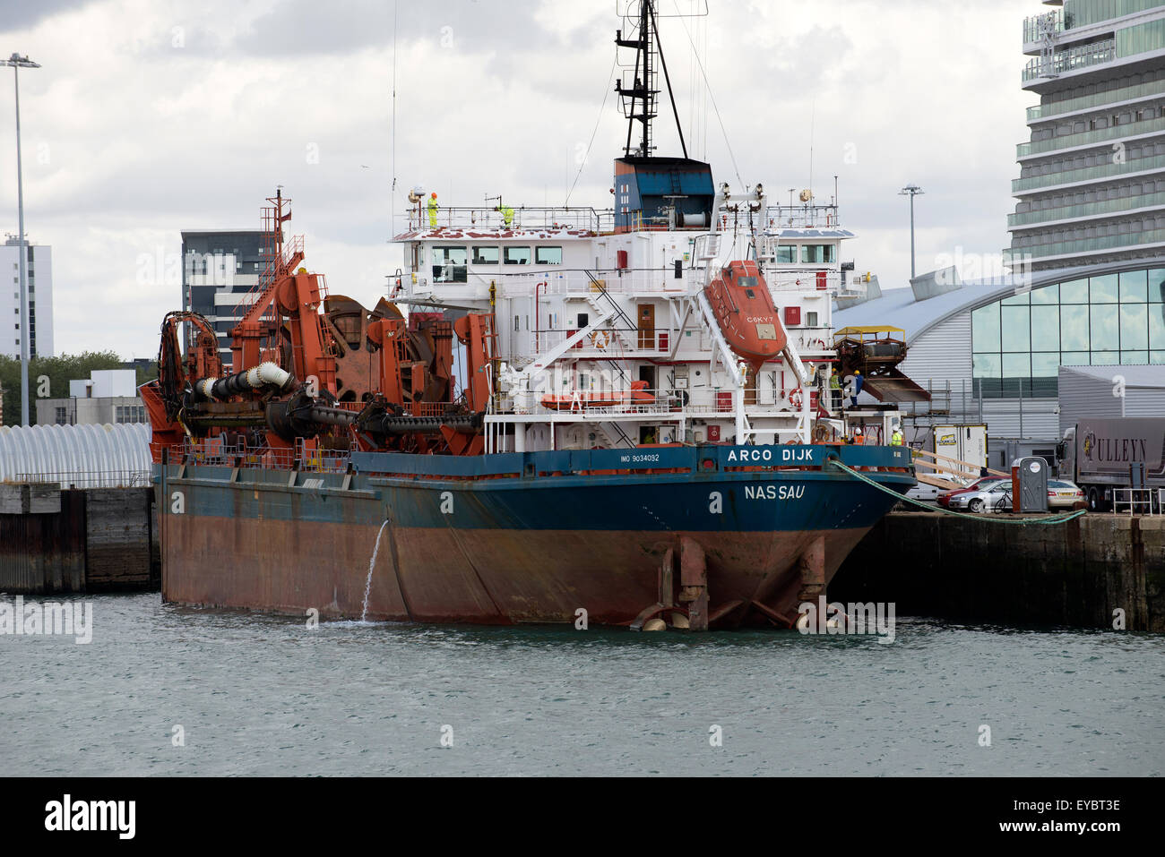 The Arco DIJK a suction dredger ship alongside in the Port of ...