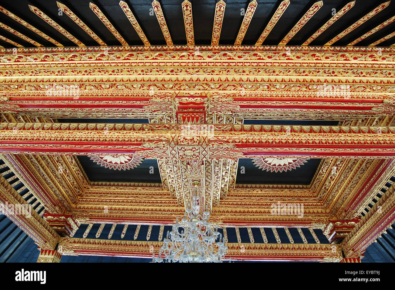 Yogyakarta royal palace and museum ornamental carved ceiling, in ...