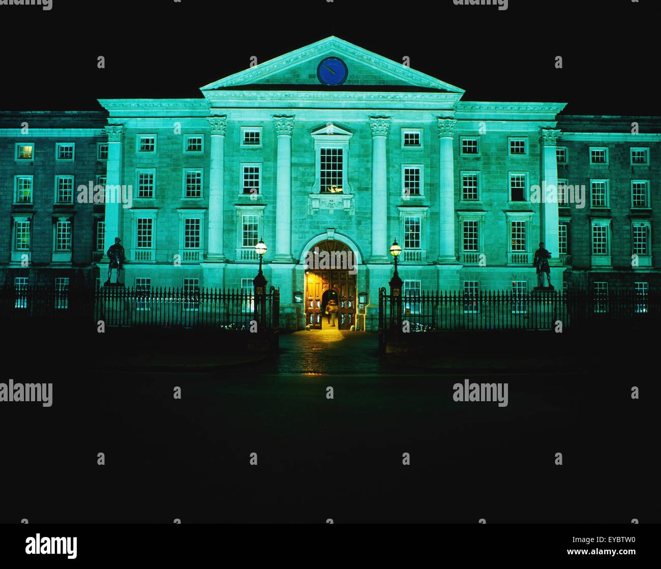 Trinity College, Co Dublin, Ireland; Main Entrance At Night Stock Photo ...