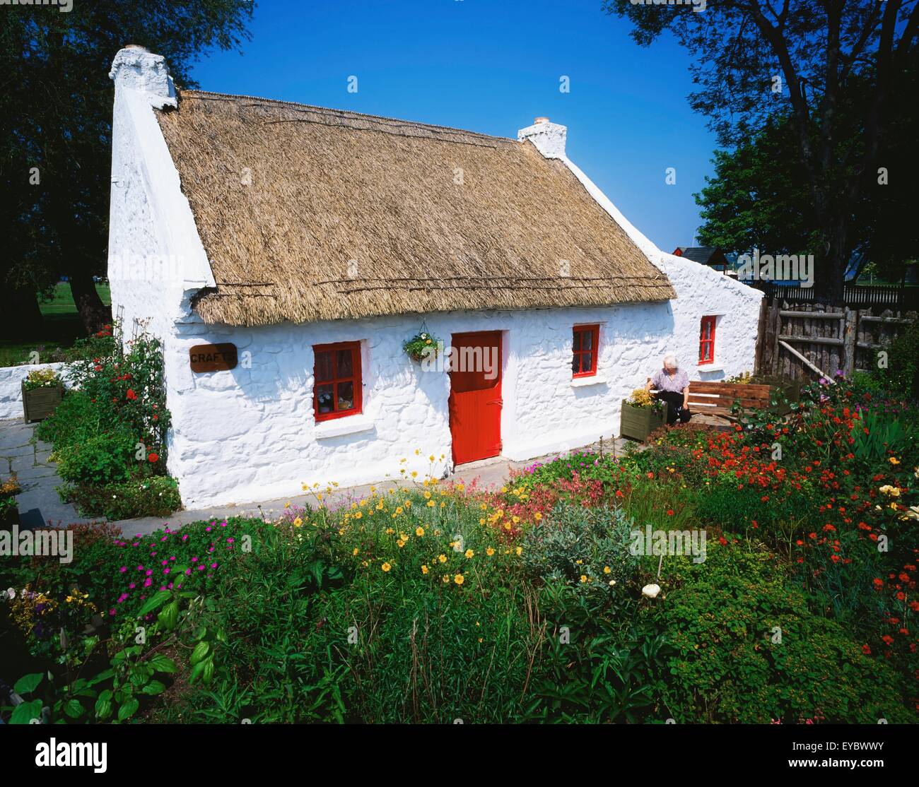 Dromineer, County Tipperary, Ireland; Traditional Thatch Roof Cottage ...