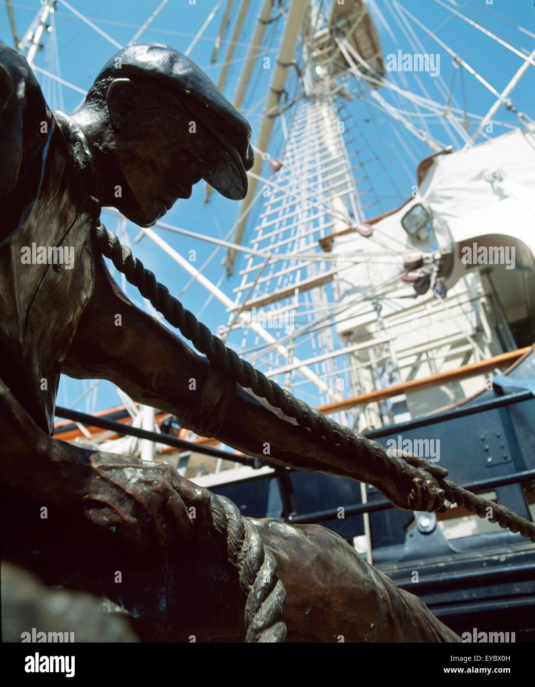Sir John Rogerson's Quay, Dublin, Ireland; Stevadore Sculpture And Ship ...