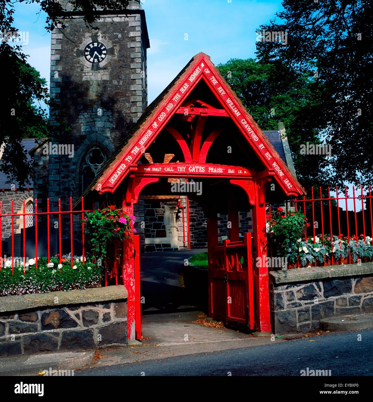 St Patrick's Church, Broughshane, Co Antrim, Ireland; Gate In Front Of ...