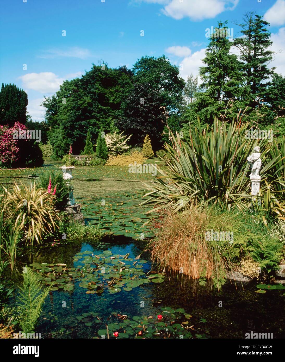Altamont Garden, Co Carlow, Ireland; Sculptures By The Lake During ...