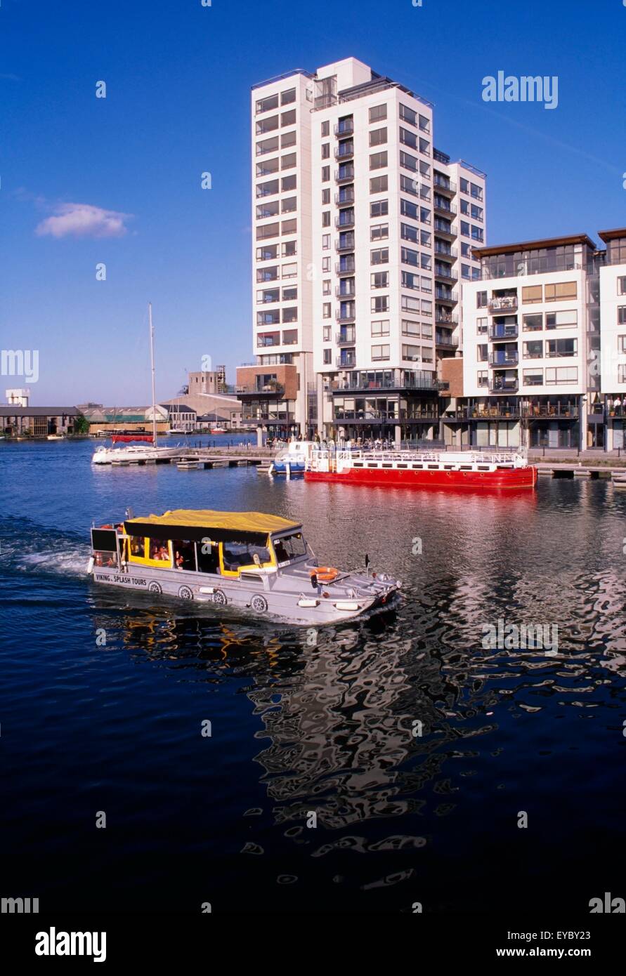 Sightseeing Boat, Grand Canal Dock Development, Dublin, Ireland Stock ...