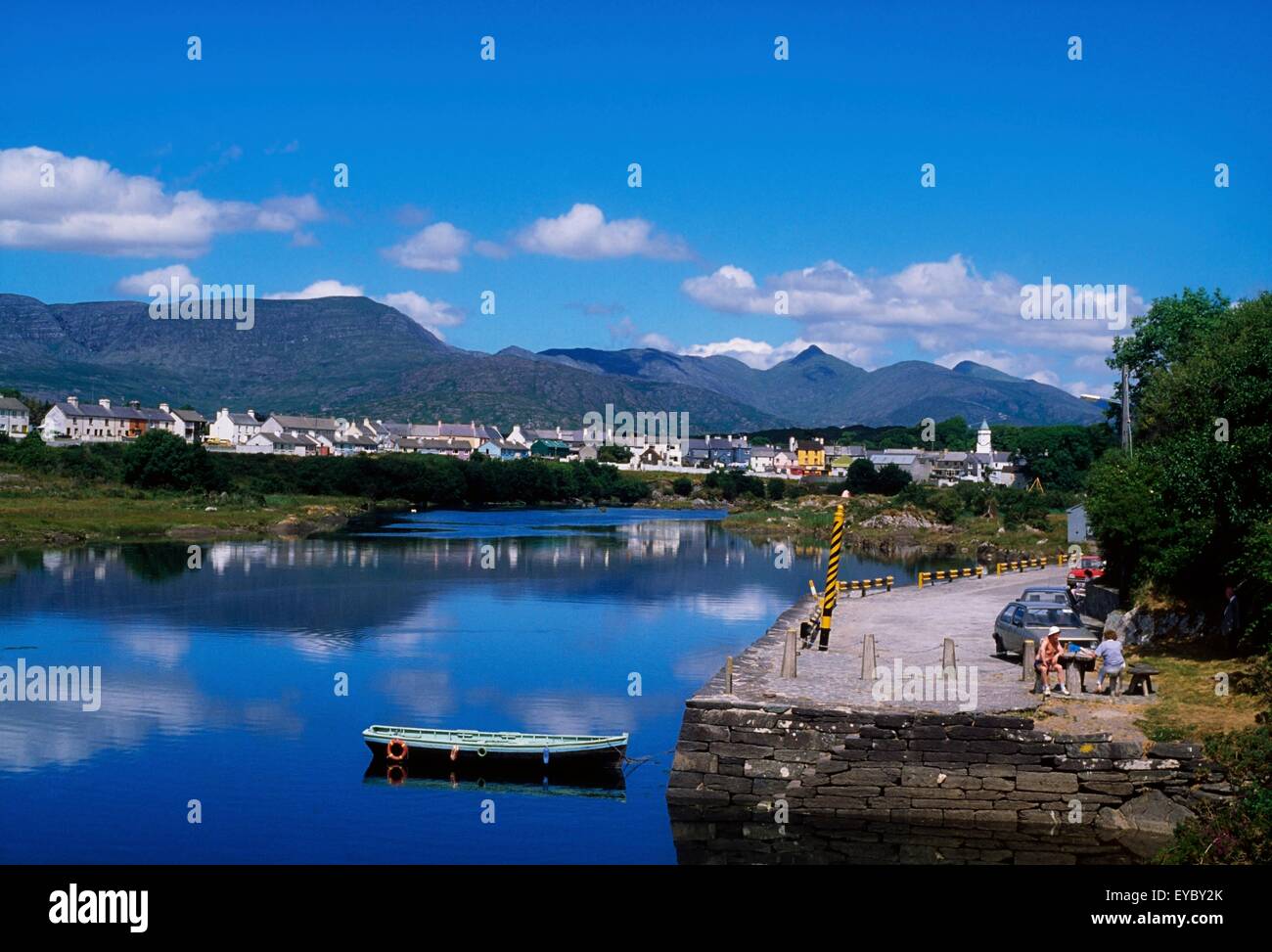 Sneem From The Harbour, Ring Of Kerry, Co Kerry, Ireland Stock Photo ...