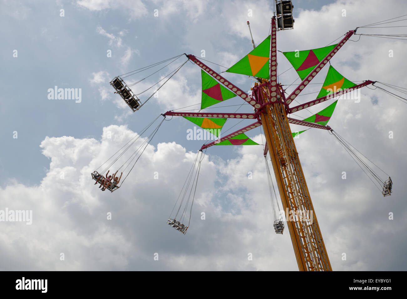 Aerial Swing Ride Carnival prizes on display in the midway of the ...