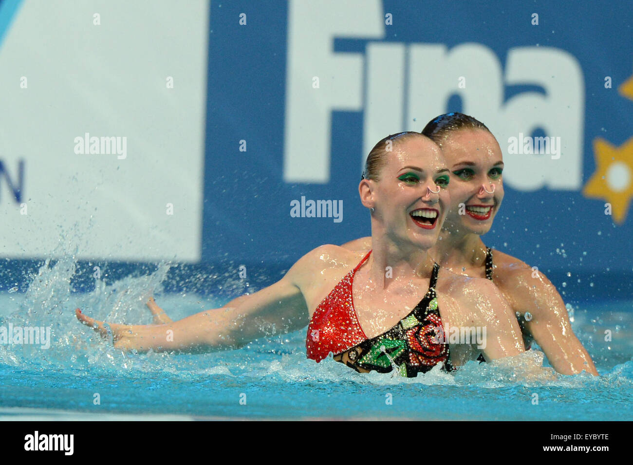 Kazan, Russia. 26th July, 2015. Natalia Ishchenko and Setlana Romashina ...