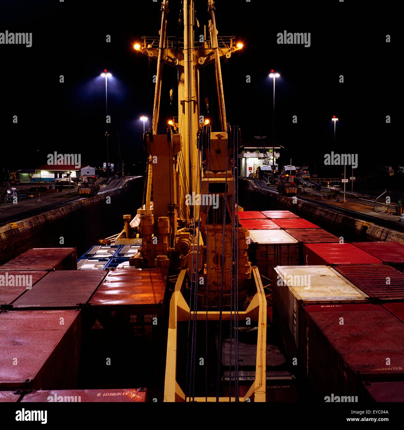 Container Ship; Ship Illuminated At Night Stock Photo - Alamy