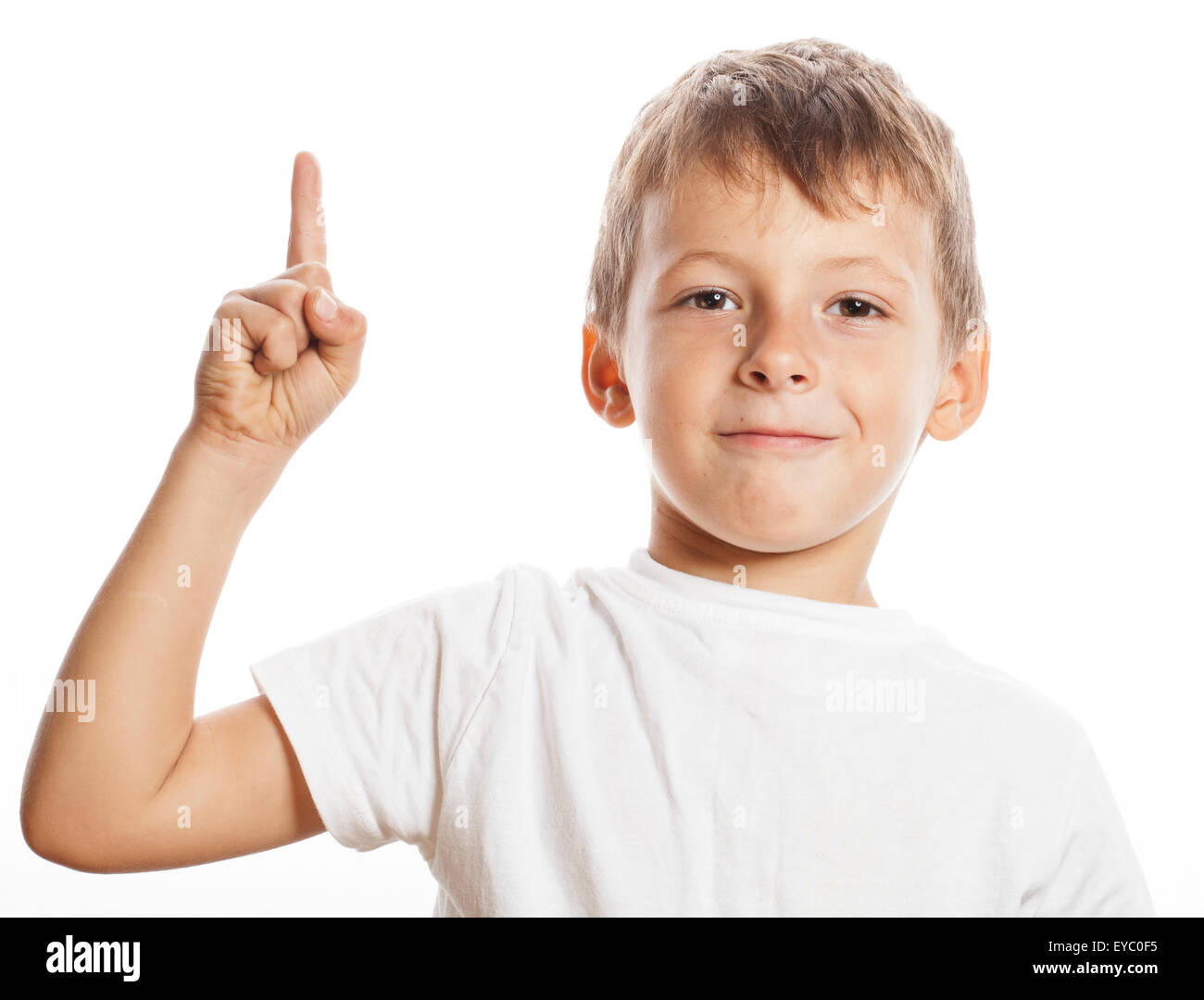 little cute boy pointing in studio isolated close up Stock Photo - Alamy