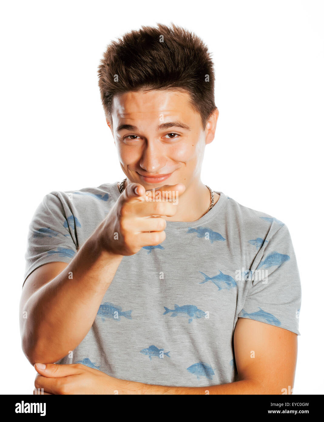 young pretty man pointing finger on you isolated Stock Photo - Alamy