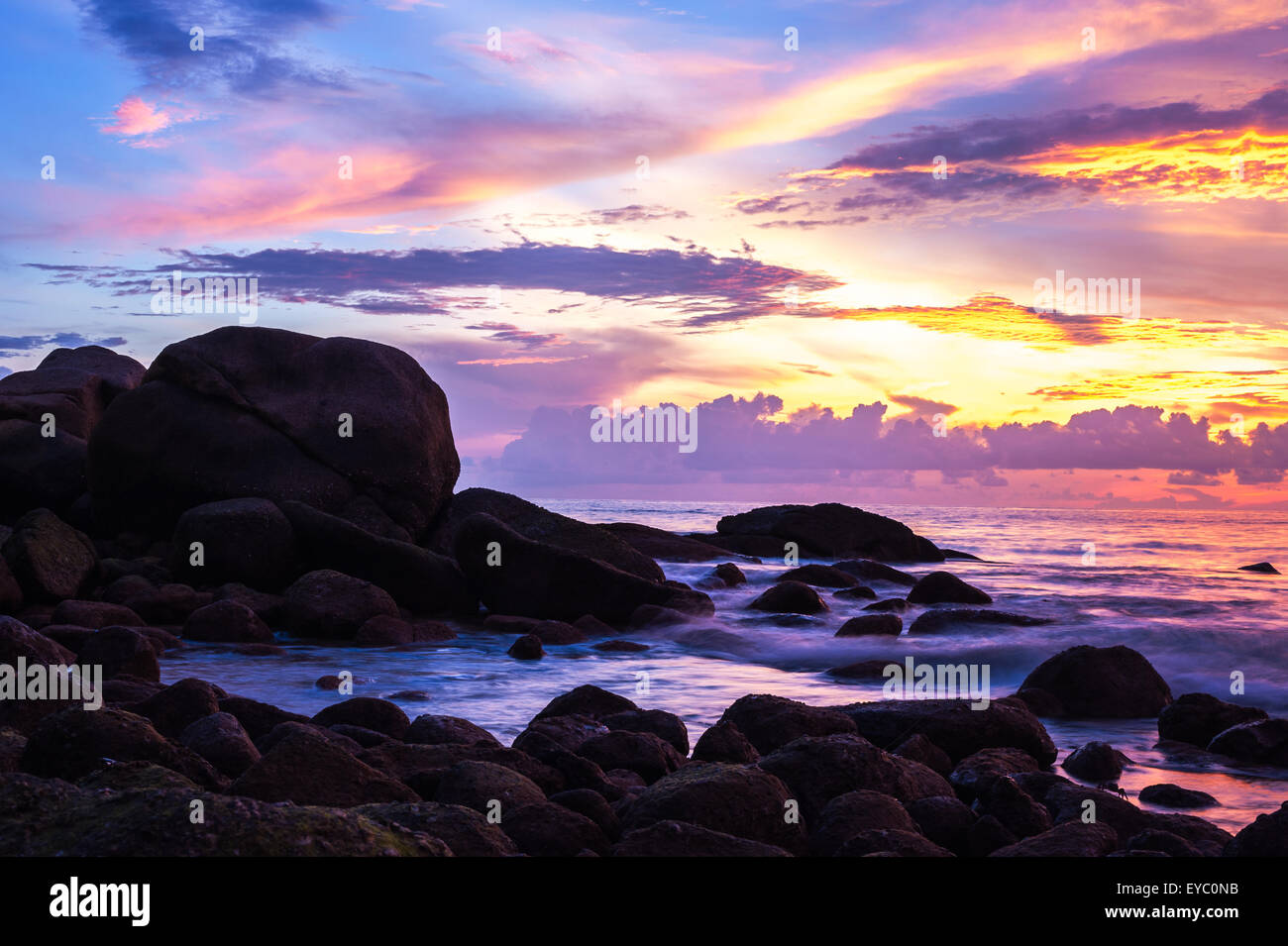 Seascape with color of the sunset Stock Photo - Alamy