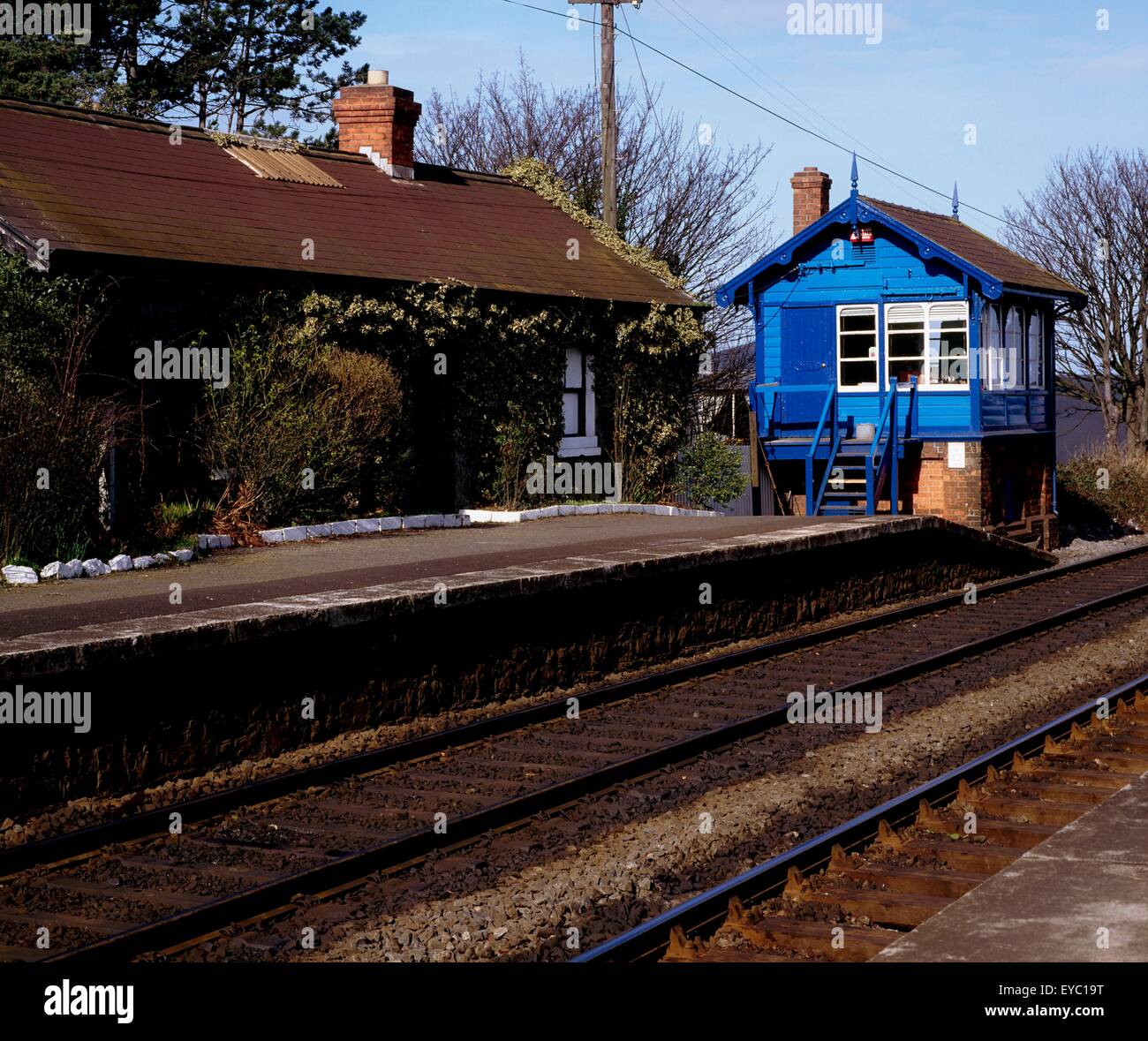 Malahide, Co Dublin, Ireland; Signal Box At A Railway Station Stock ...