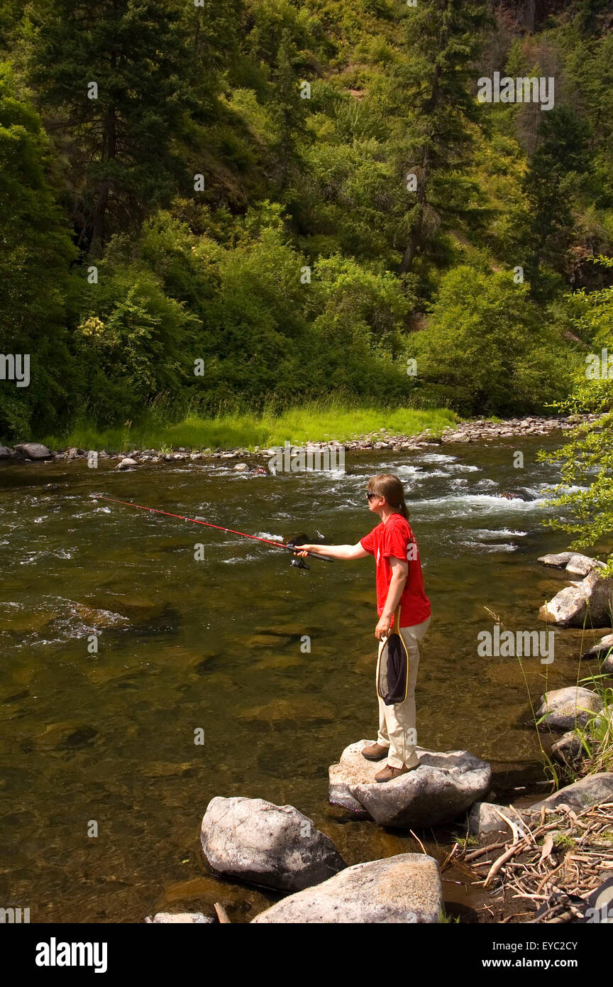 Fishing on Wenaha Wild and Scenic River at Wenaha River Trail, Wenaha Wildlife Area, Oregon ...