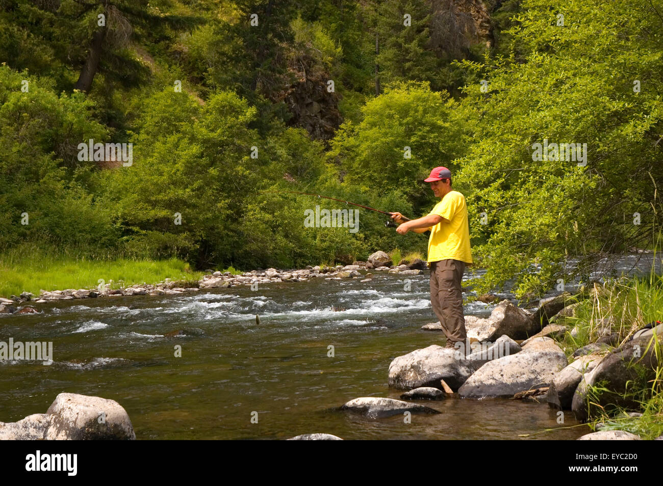 Fishing on Wenaha Wild and Scenic River at Wenaha River Trail, Wenaha Wildlife Area, Oregon ...