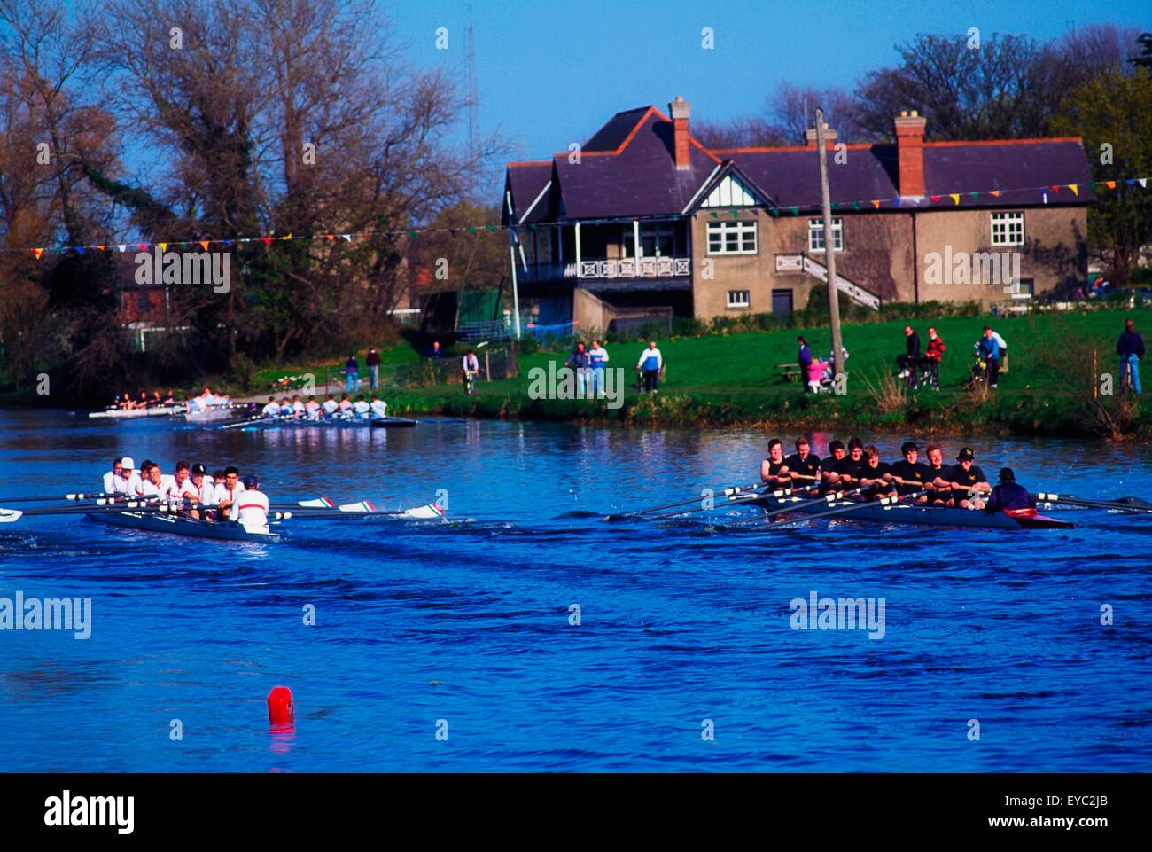 River Liffey, Dublin, Co Dublin, Ireland; Trinity College Rowing Team ...