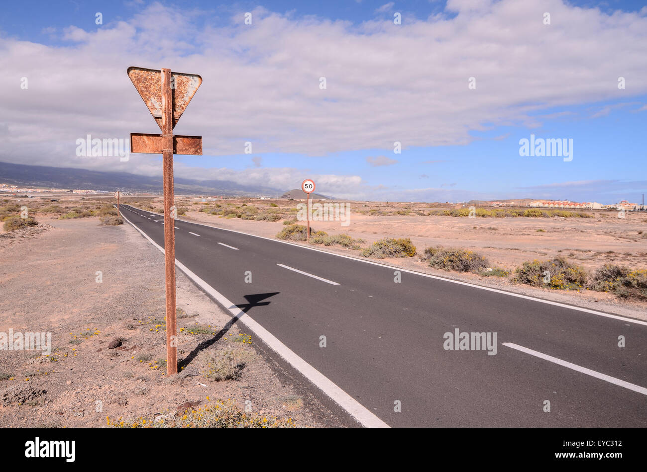 Vintage Old Rusty Road Sign Stock Photo - Alamy