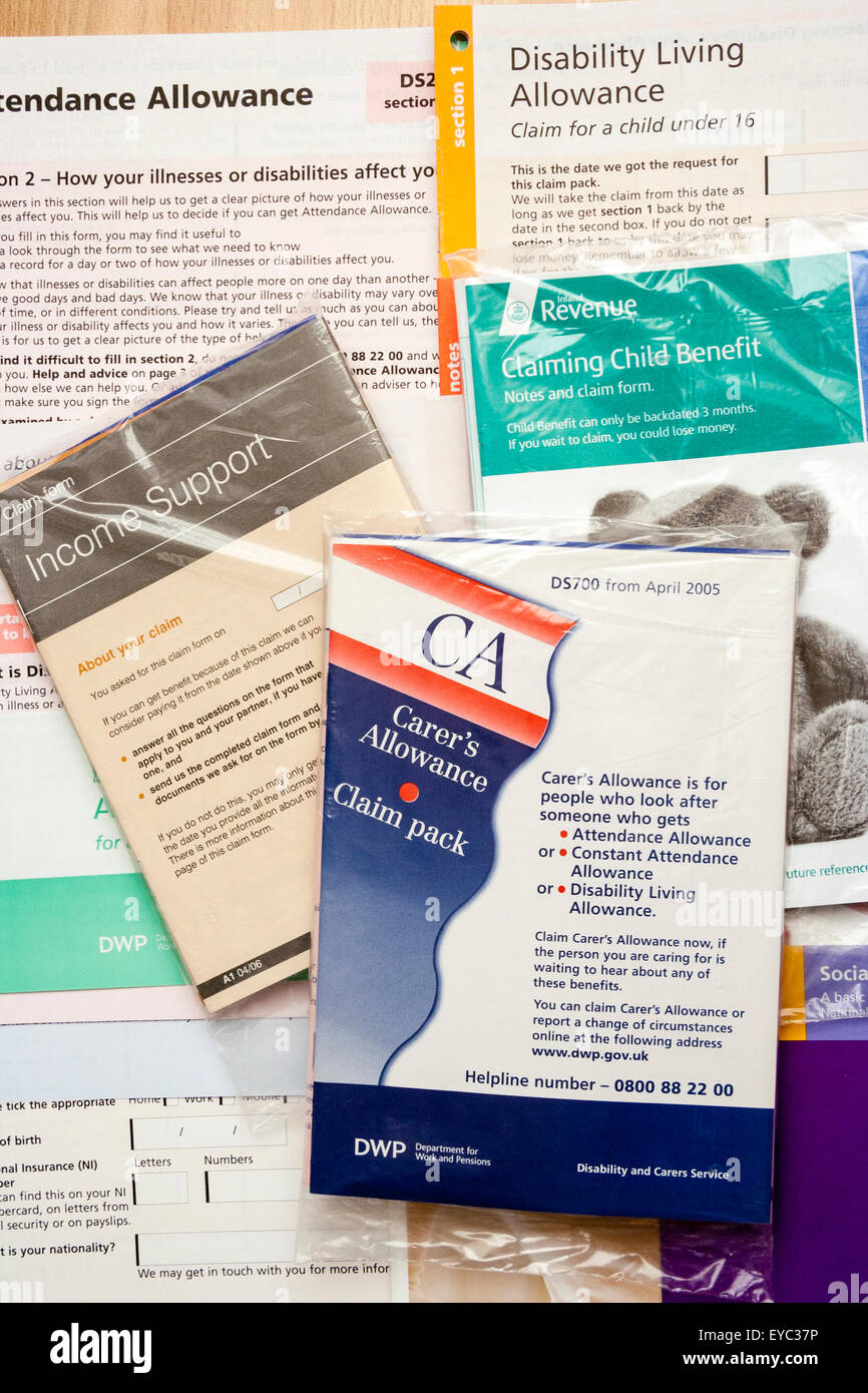 British state benefits leaflets and claim forms. DWP, Department for ...